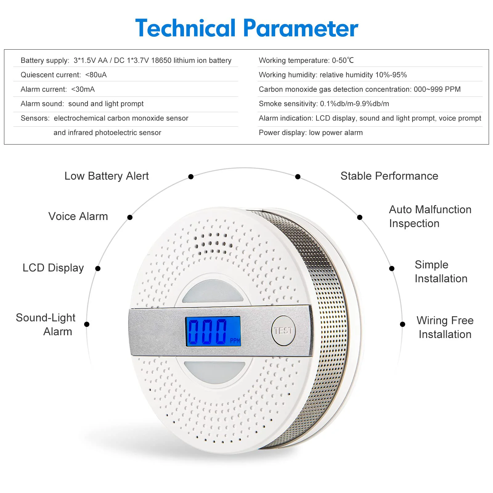 Guangdong Smart 10 Year Fire Angel Battery Compound 2-in-1 Gas Detector 110volts Smoke Alarm ...
