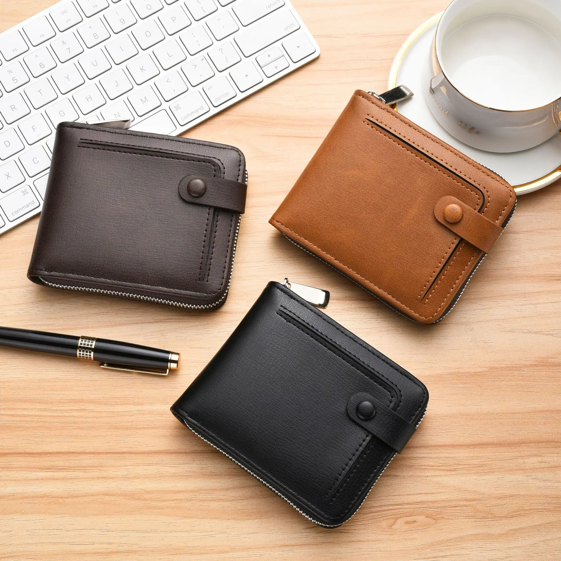 Large Capacity Men's Multifunctional Short Wallet With External Card ...