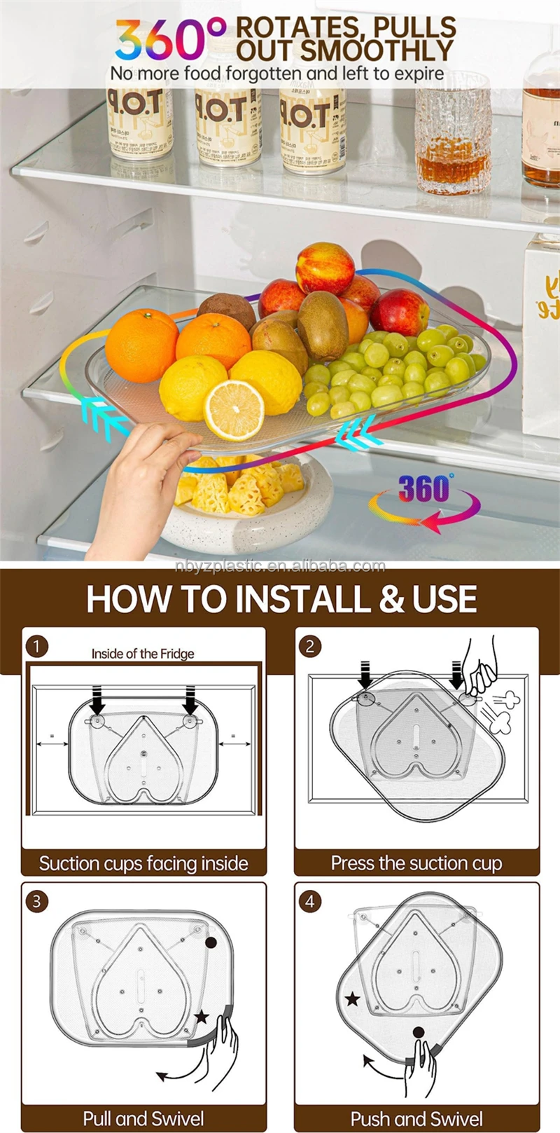 Lazy Susan Fridge Turntable Organizer For Refrigerator Clear ...