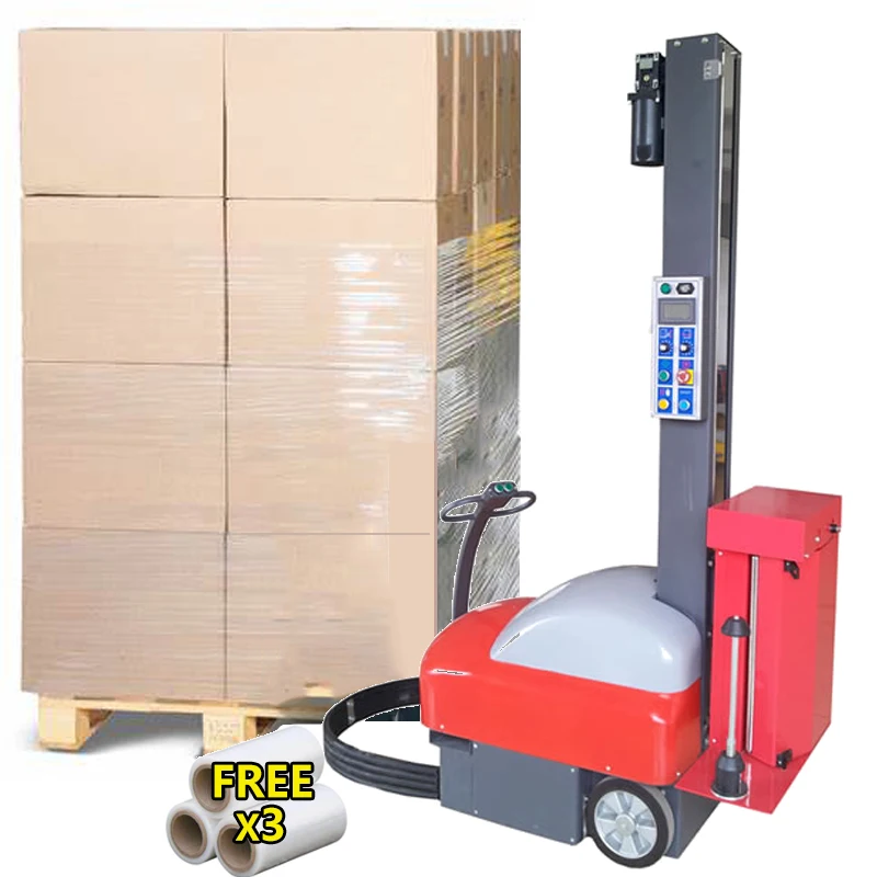 Automatic Remote Controlled Mobile robot pallet stretch film wrapping ...