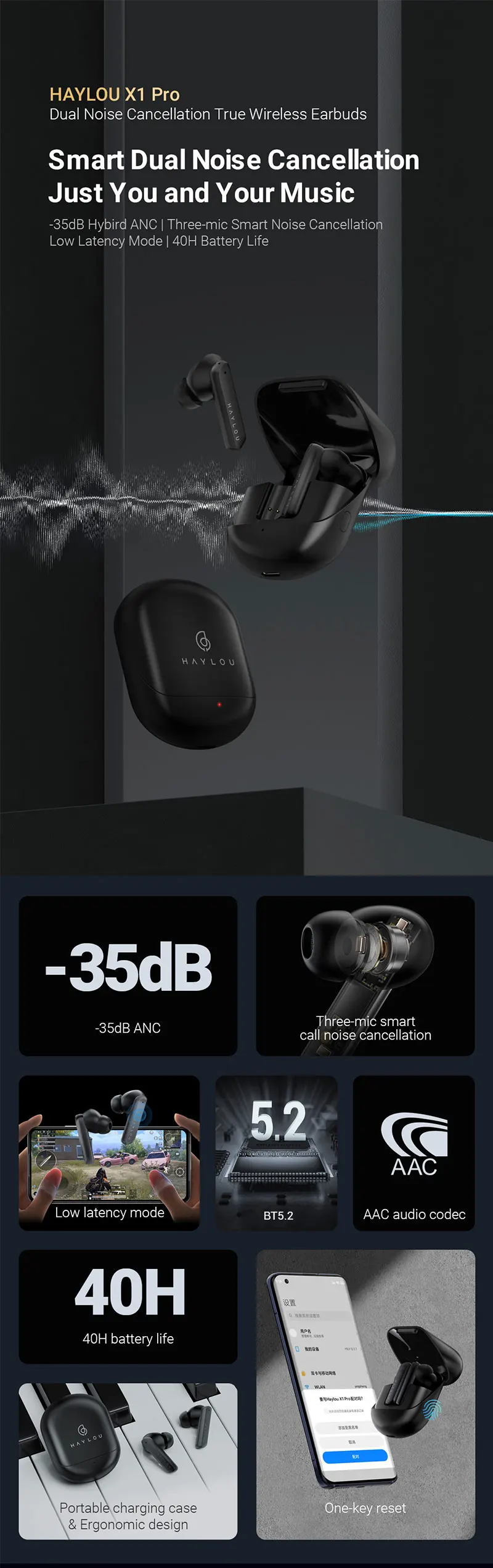 Haylou-auriculares Inalámbricos X1 Pro Bt5.2 Tws,Cascos A Prueba De ...