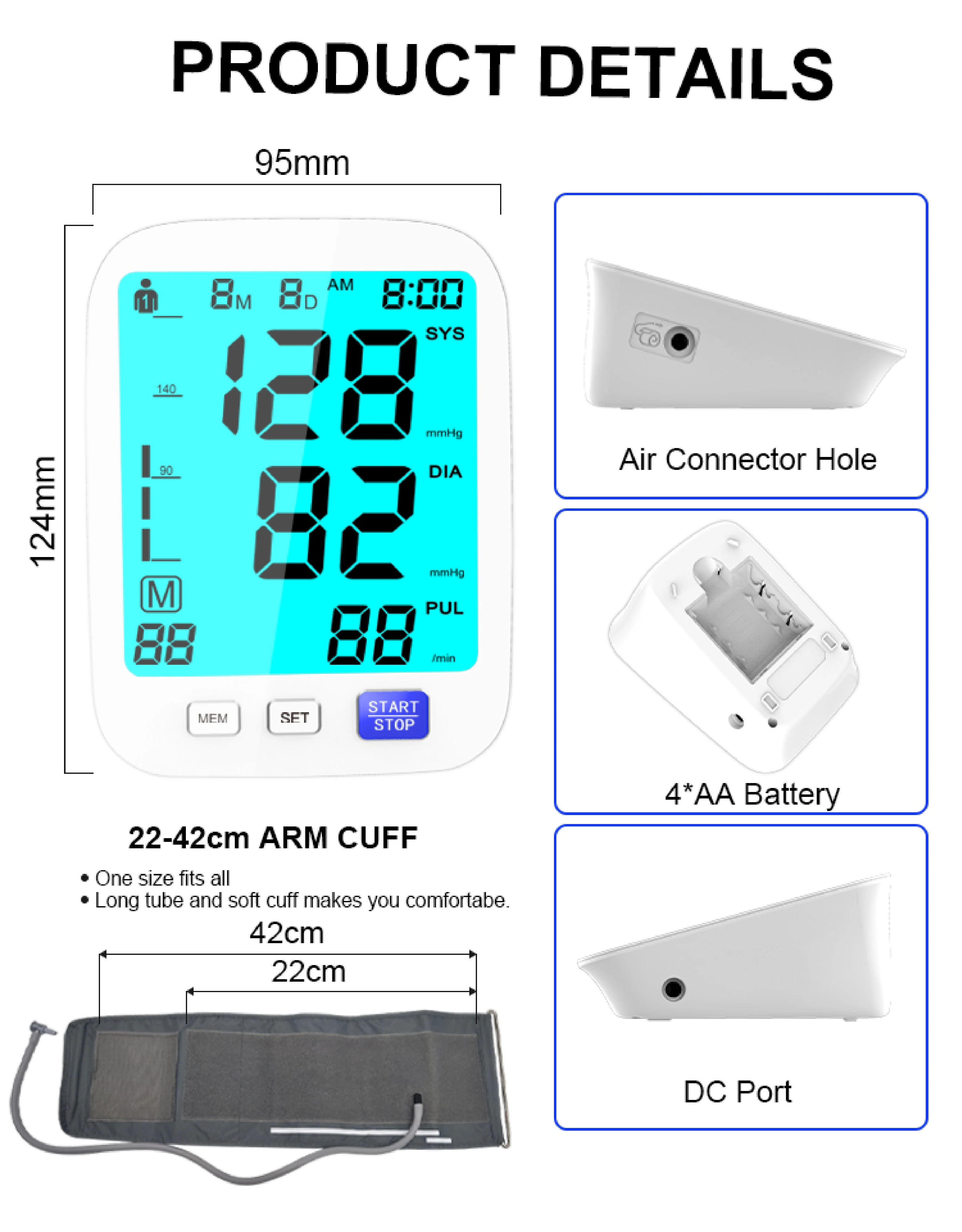 Hospital Clinic Automatic Digital Sphygmomanometer Ce Iso Bp Machine ...