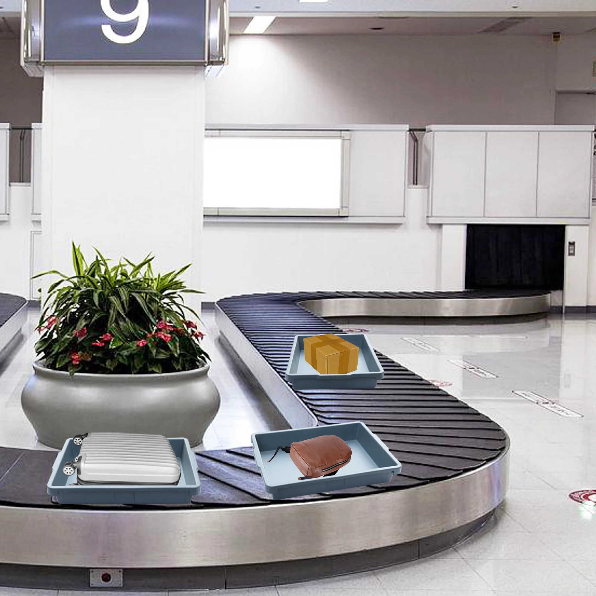 QS Grey Baggage Handling Plastic Airport Tray - Eco-friendly