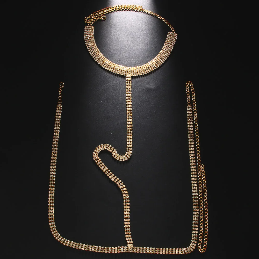 YL Shiny Mens Rhinestone Chest Chain Top Cosplay Fashion Jewelry Body ...