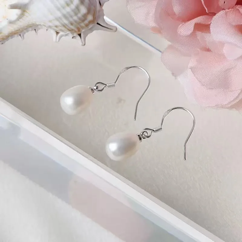 Retro Style 925 Sterling Silver Fish Wire Hook Natural Color Freshwater ...