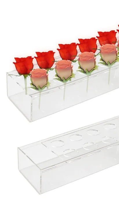 Long Rectangular Vase Acrylic Rectangular Modern Vase Box Low Floral ...