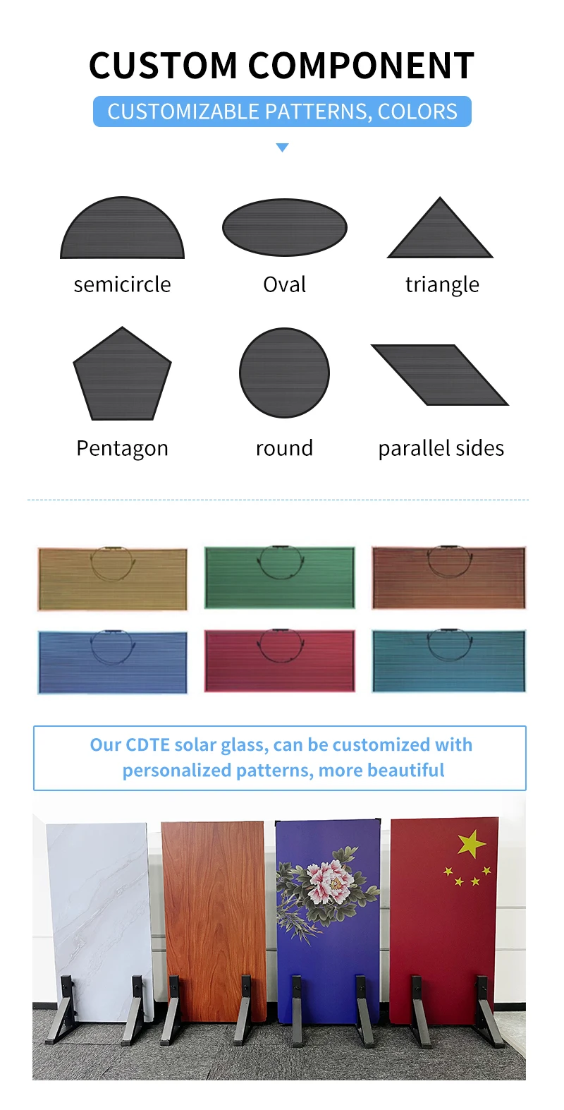 Bipv Cdte Glass Solar Panels Double Glass Panneau Solaire 250w 300w ...