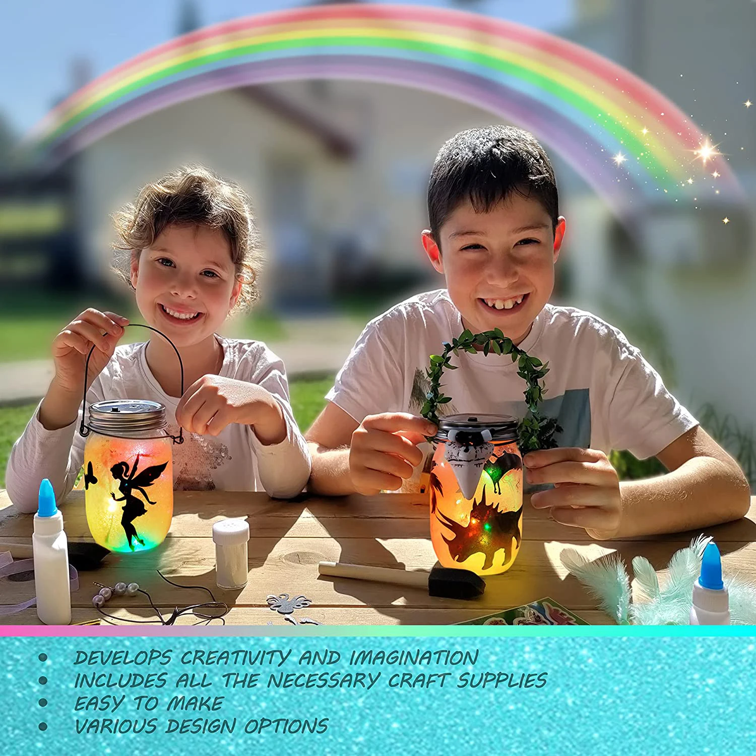 Make Unicorn & Fairy Lantern Night Light Jar Craft Kit Birthday Gifts ...