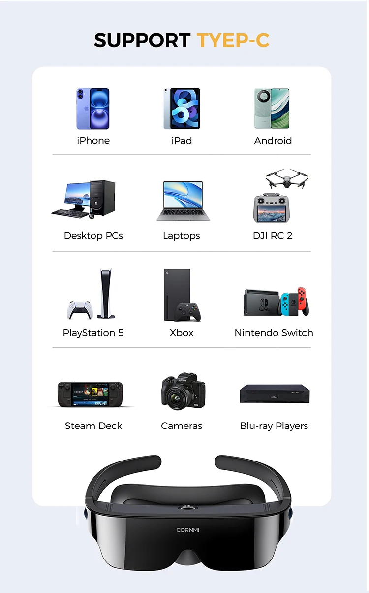 CORNMI 3D MR Hardware Smart Glasses - Private Cinema Gaming
