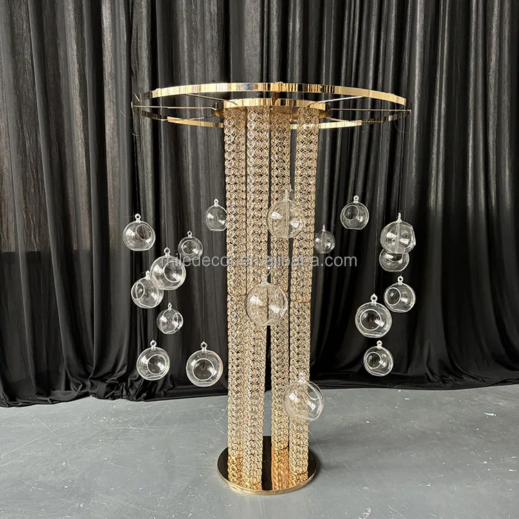 Gold Metal Large Tall Floral Display Riser for Wedding