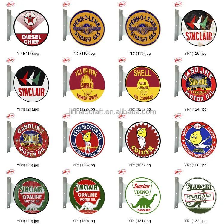 12"x15.8" Round Flange Plaque Double Side Printing Gilmore Gasoline ...