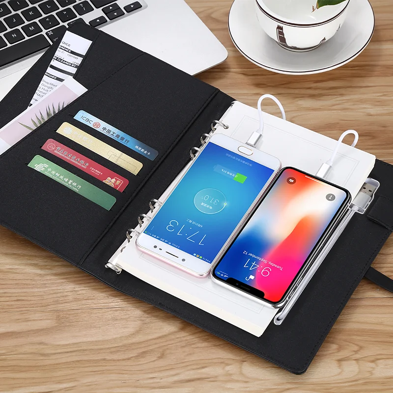 A5 Custom Leather Smart Wireless Charger Planner Diary Notebook With ...