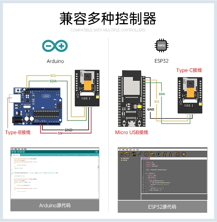 ESP32 Visual Recognition Module WiFi Real Time Image Transmission IIC ...