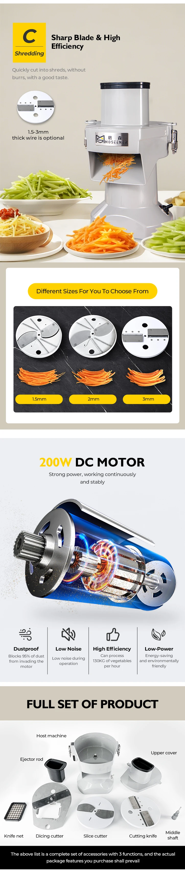 MOSEENER Restaurant Use Commercial Vegetable Slicer Carrot Potato ...