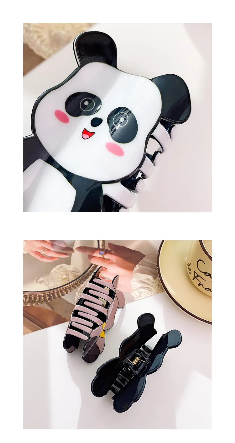 Honey Flower New Collections Panda Bear Shape Acrylic Hair Clips Cute ...