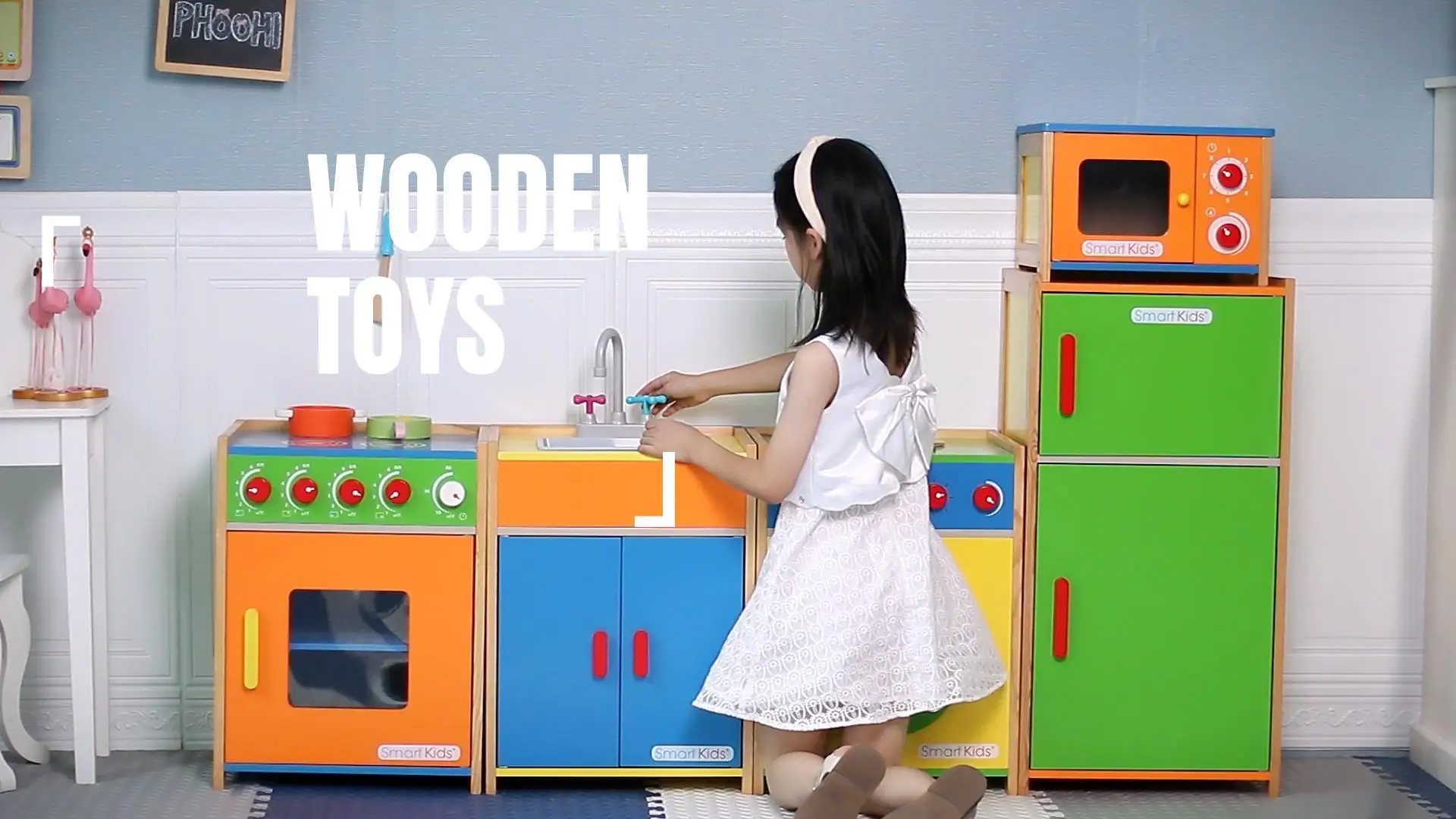 5 Parts Kids Pretend Play Preschool Educational Wooden Big Kitchen Set ...