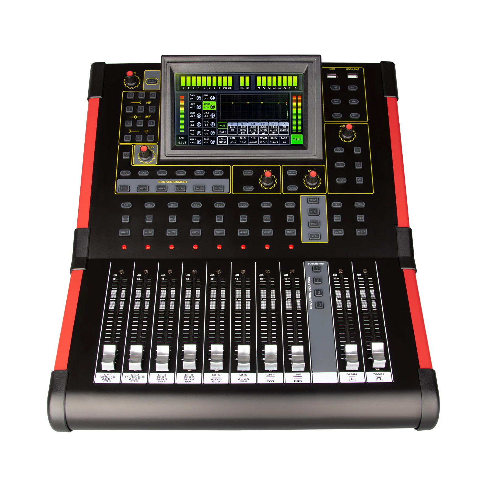 MD12 Professional 12 Channel Audio Mixer, DJ Mixing Console with 48V ...