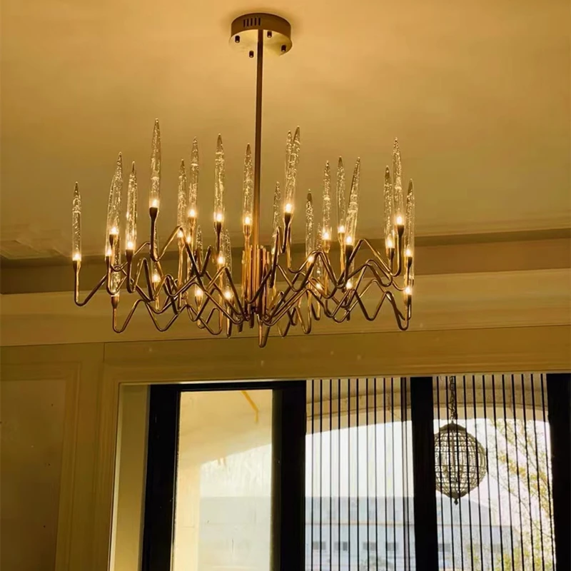 Modern Luxury Crystal Candle Pendant Lamp LED Crystals Ceiling ...