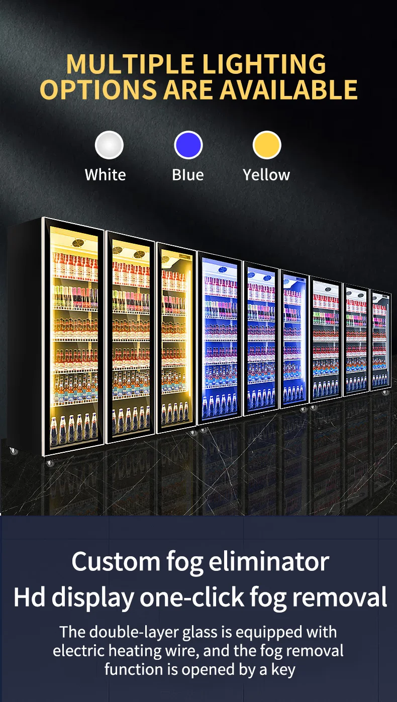 Double Glass Door Refrigerator Display Fridge For Juice Drink Display ...