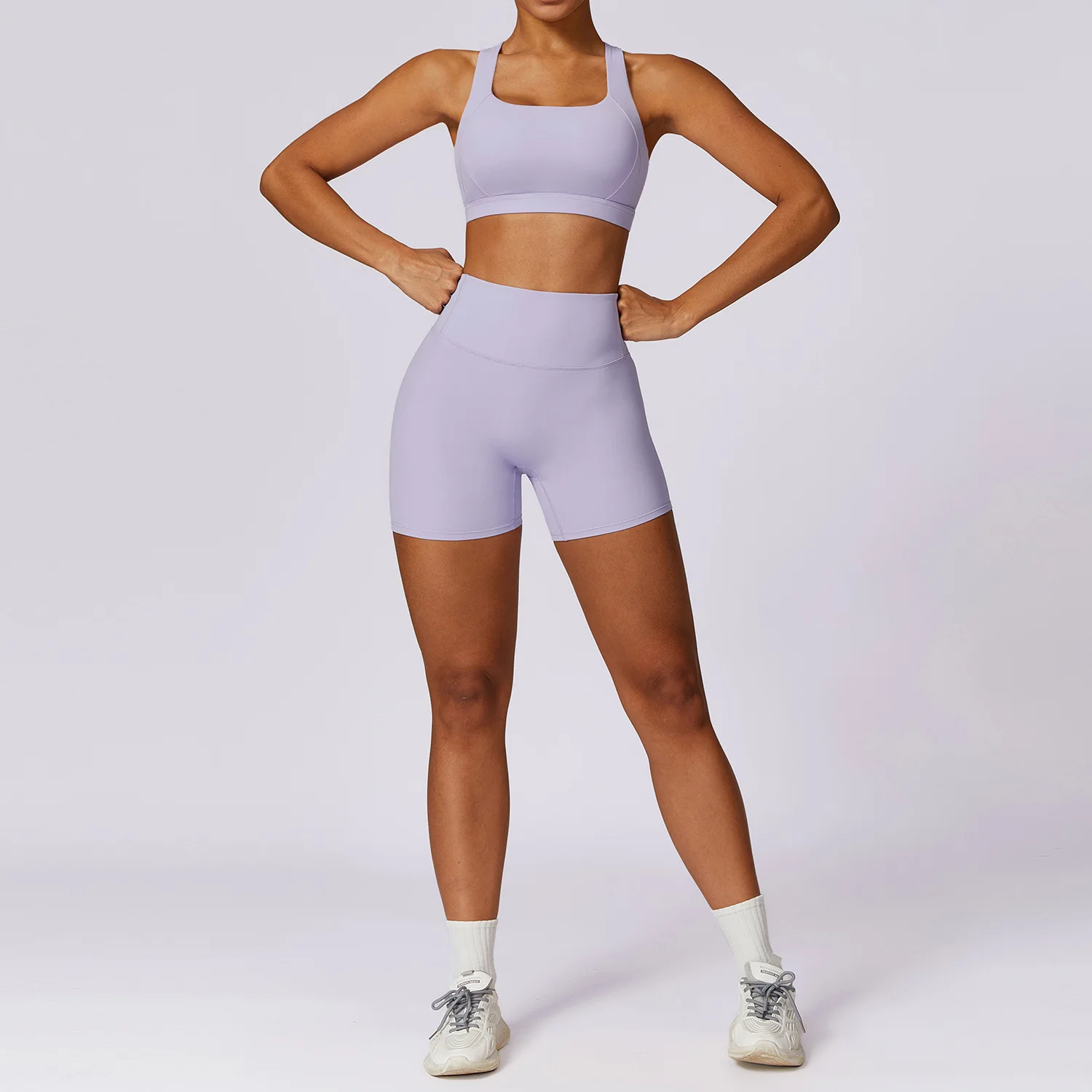 Custom Spandex Gym Fitness Sets Sexy Sports Bra High Waist Scrunched ...