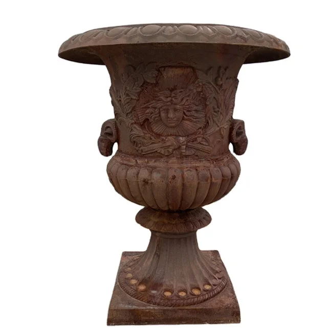 outdoor antique cast iron flower pot rust Big planter| Alibaba.com