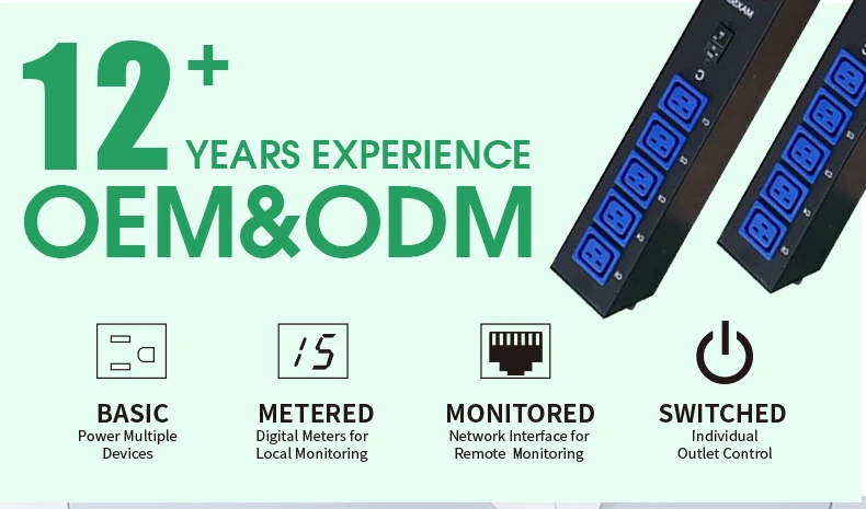 Data Center 240v 50amp Server Cabinet L6-50p 8 Outlets Iec C13 Pdu Meter Pdu Aluminum Alloy Rack ...