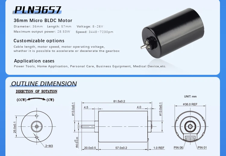 Primopal Micro Brushless DC Motor - 12V 24V 30000rpm Actuator