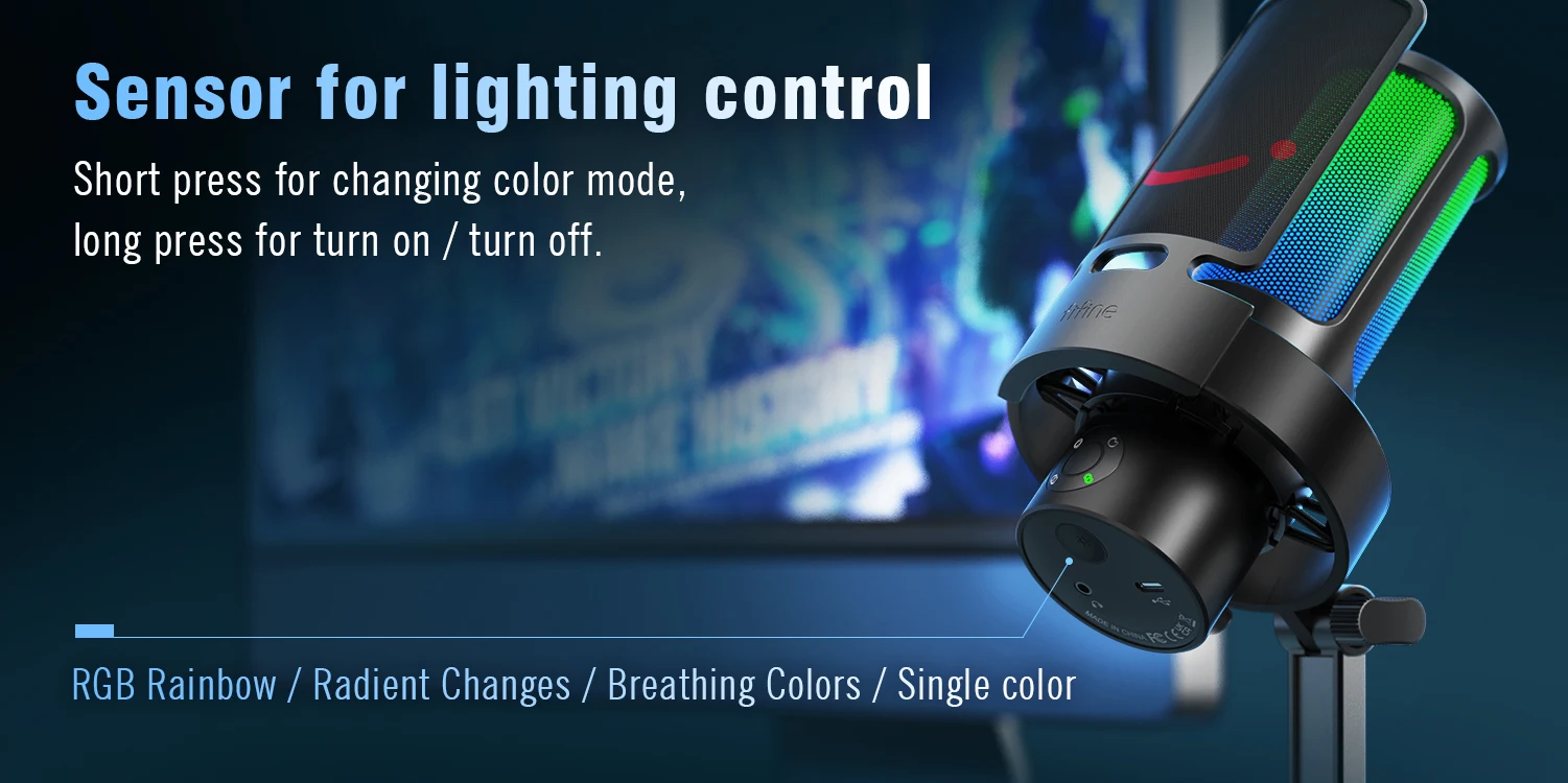 Fifine Rgb Gaming Microphone Professional Rgb Mic Podcast Microphone ...