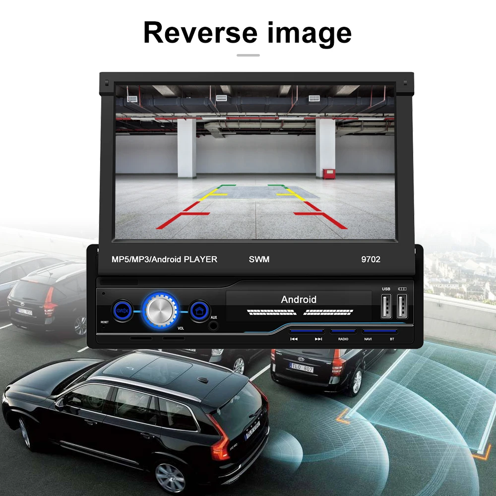 Podofo 1 Din Android 13 Autoradio Car Radio Stereo With 7" Retractable ...