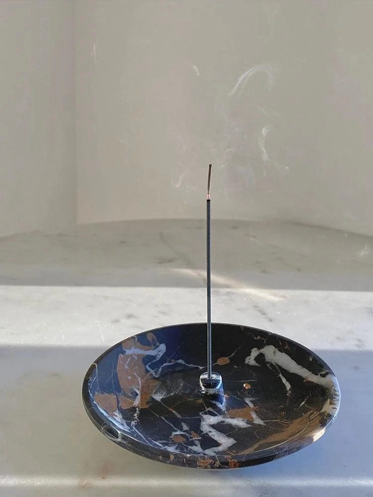 Stonekocc Home Natural Travertine Marble Circular Incense Insert ...