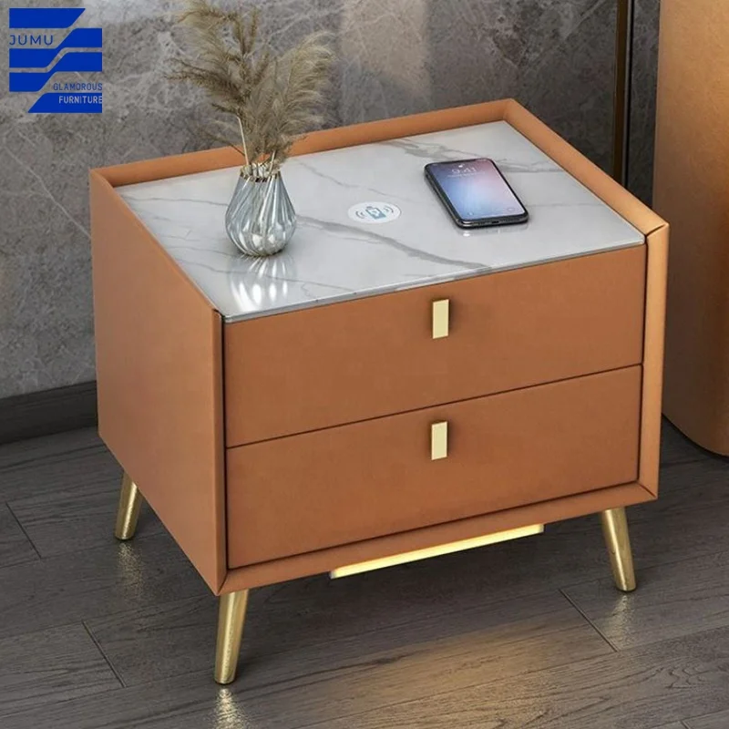 Smart Slide Wood Panel Bedside Table Nightstands for Home Furnishing ...