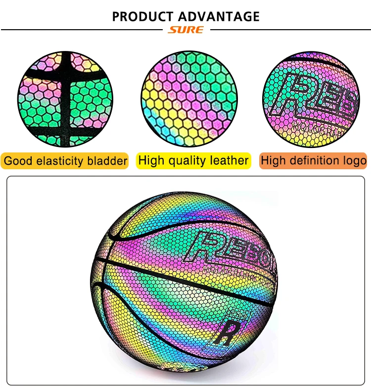 Holographic Basketball with Custom Logo - Reflective Ball