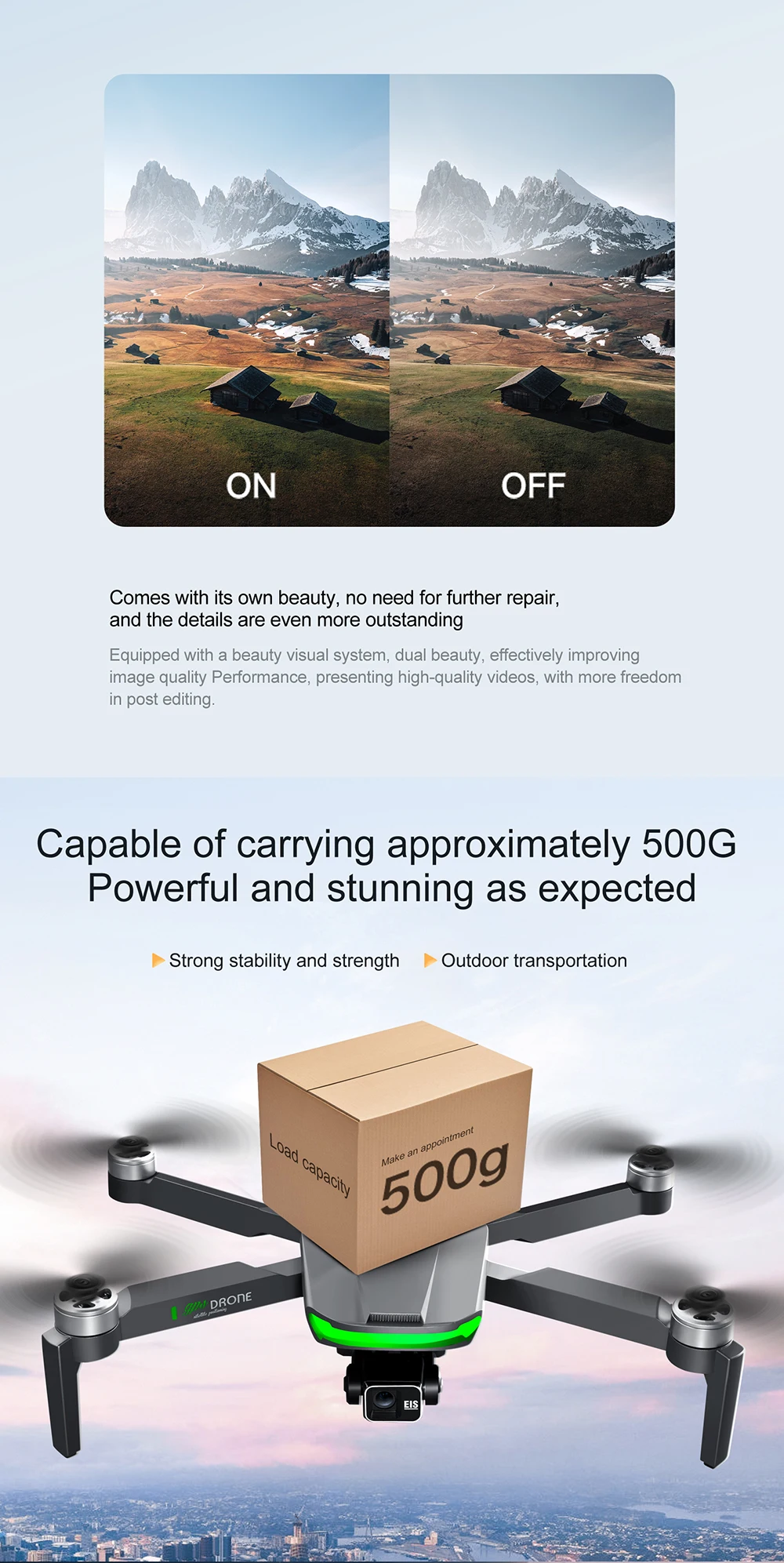 500G Load Weight Carrying Payload Drone - Long Time Fly