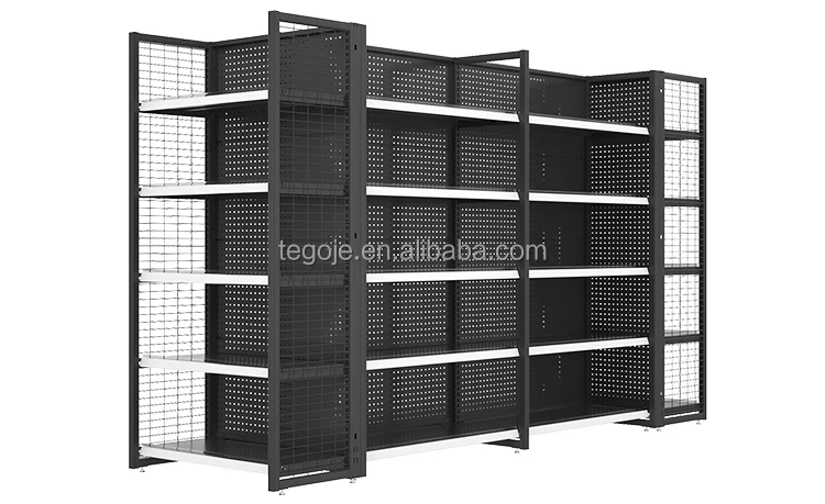 Retail Store Heavy-Duty Double-Sided Metal Supermarket Rack 60KG ...