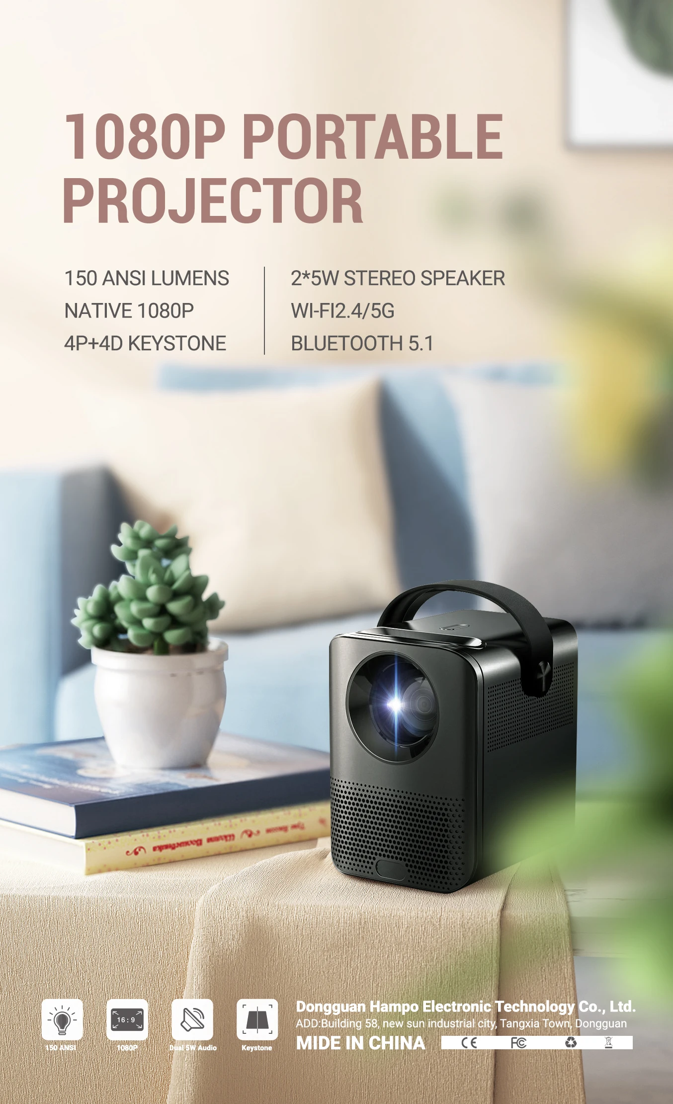 1080p Hd Mini Logo Night Light Room Light Home Theater Lcd Portable ...