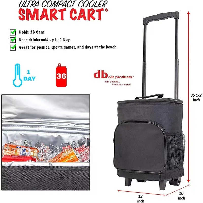2023 Custom Logo Trolley Cooler Cart Insulated Collapsible Rolling ...