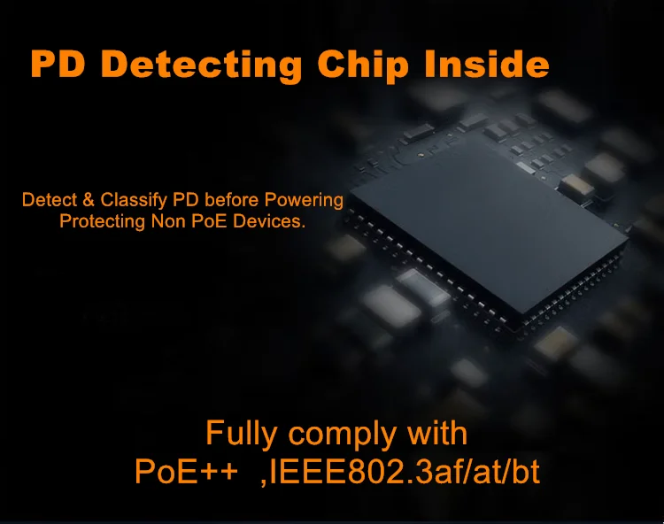 60w Gigabit Sfp Poe Injector Ieee802.3af/at/bt 1000mbps Single Port ...