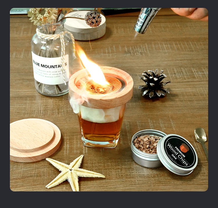 Premium Whiskey Gift Set Wood Cocktail Smoke Infuser Whiskey Smoker Kit ...
