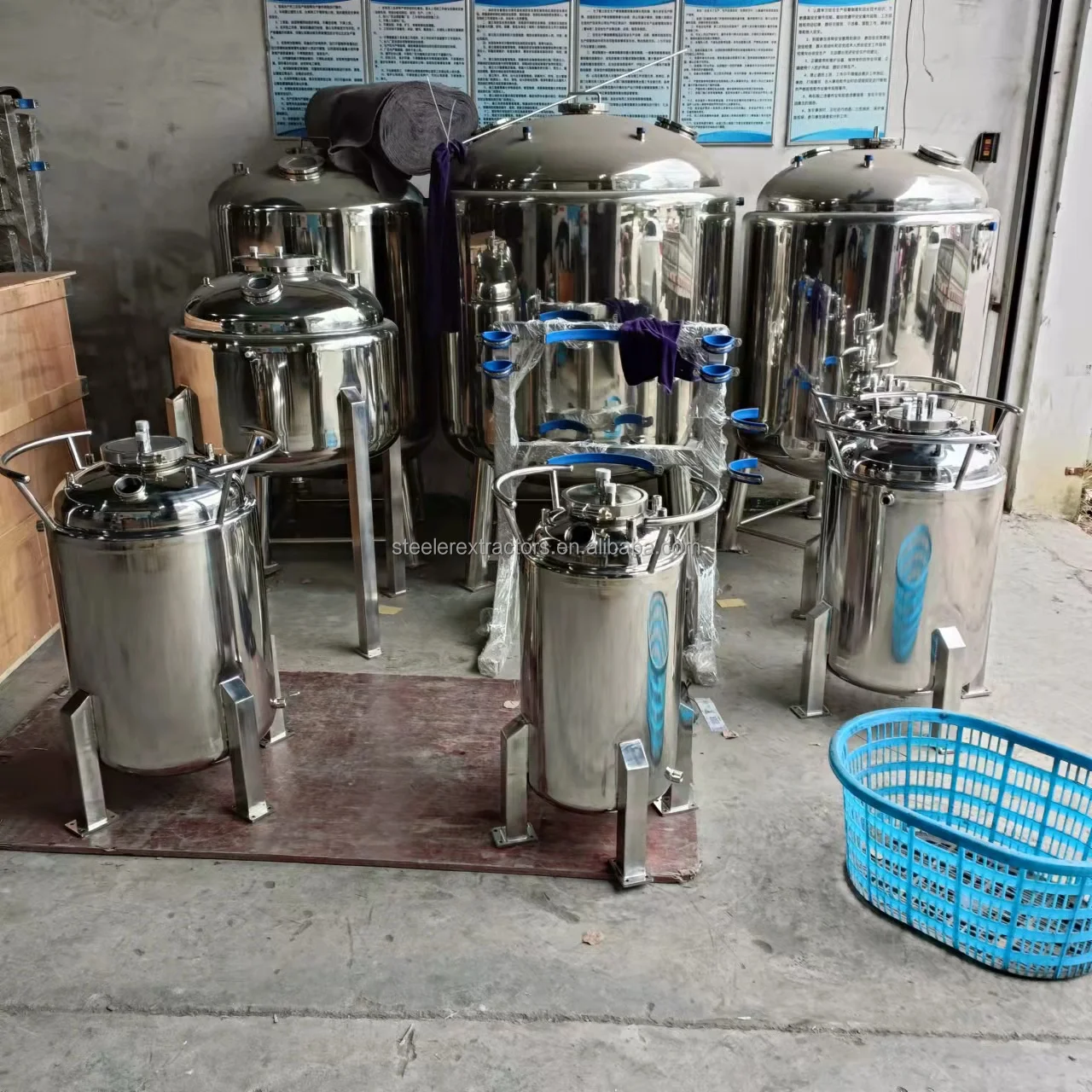 100LB SS304 Solvent Tank with Cooling Coil & Handle Wheel