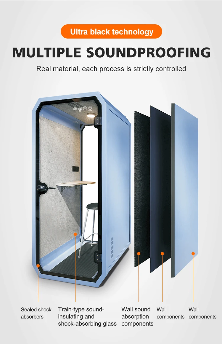 Office Portable Meeting Booths Sound Proof Phone Pod Privacy Acoustic ...