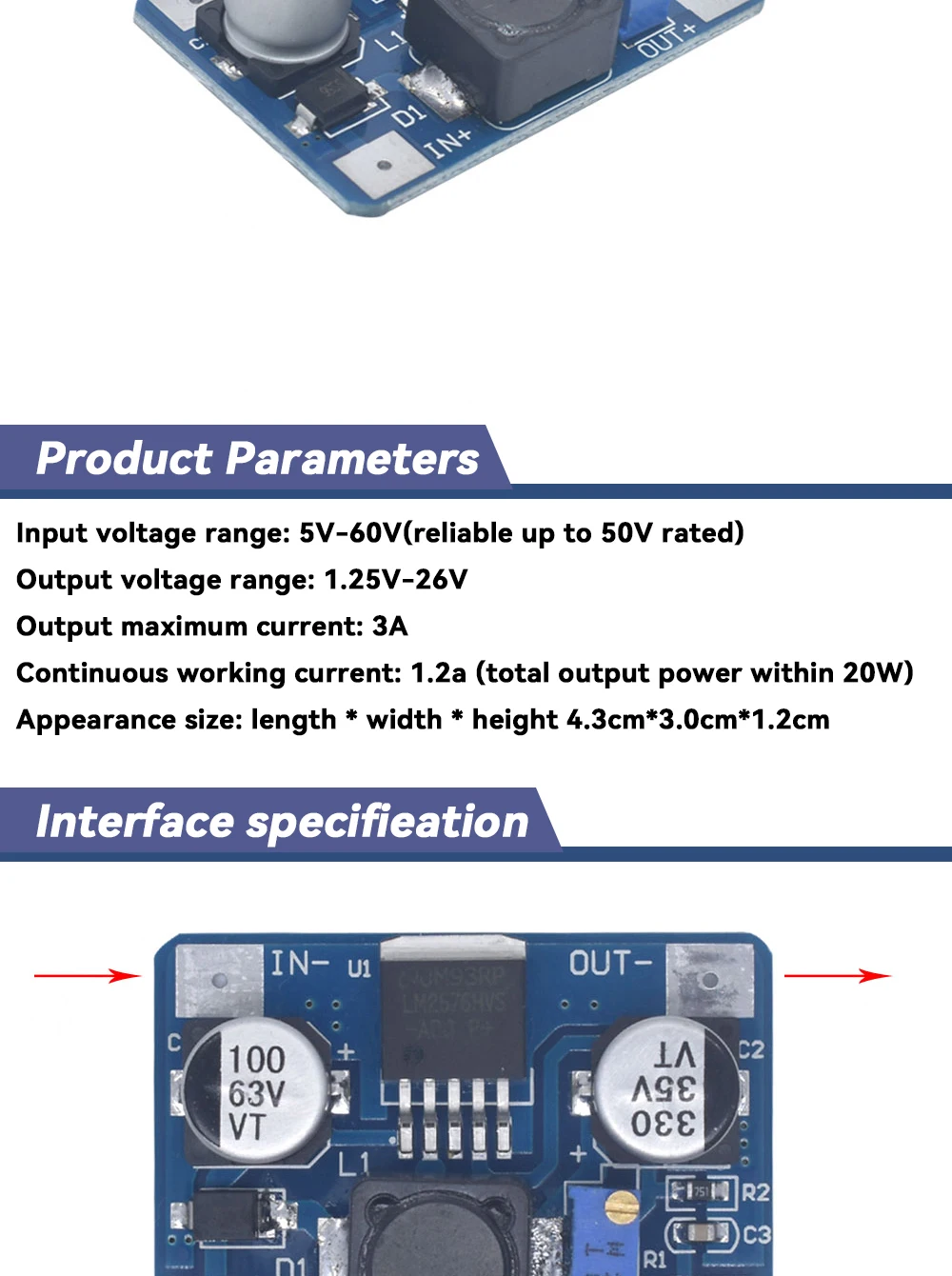 Lm2576hvs Lm2596hv Dc-dc Step Down Adjustable Power Supply Buck Module ...