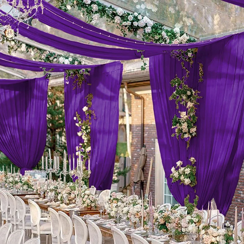 Ceiling Draping Curtains for Wedding Parties Chiffon Backdrop Curtain ...