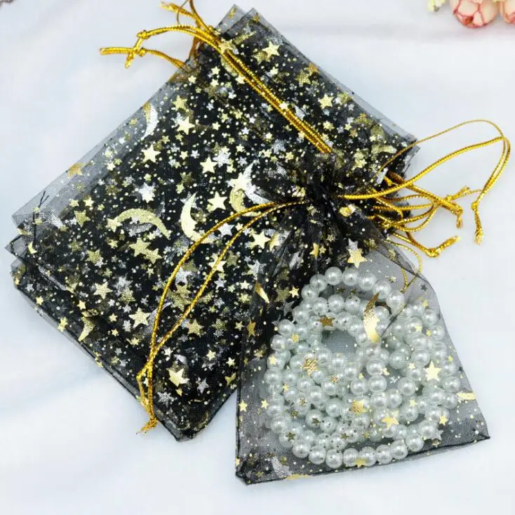Moon Star Organza Bag Mesh Jewelry Pouch Drawstring Organza Pouch For ...