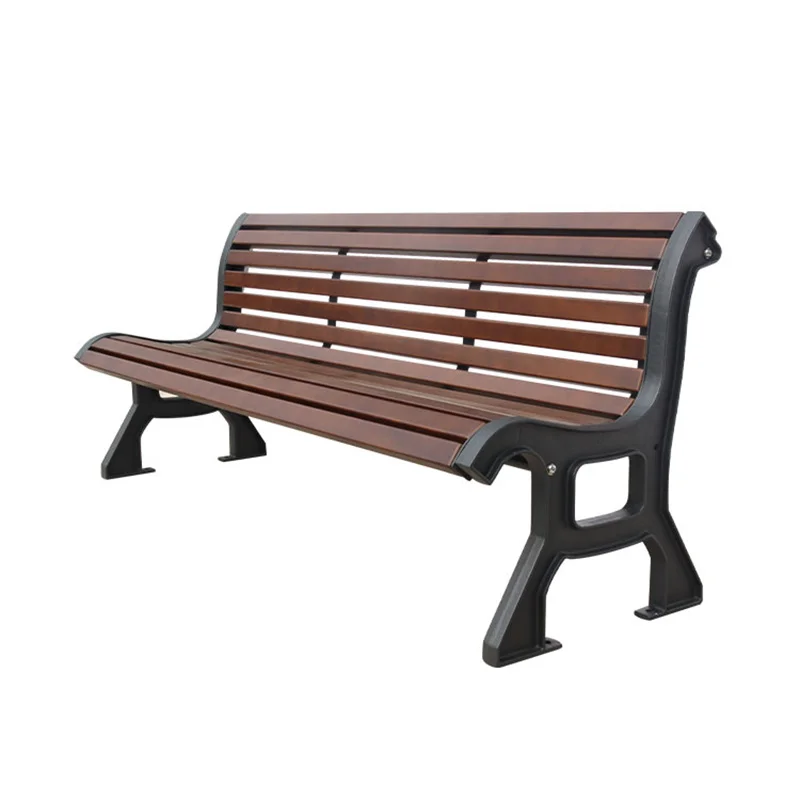 Outdoor Furniture WPC Wooden Slats Bench Public Park Antiseptic Wood ...