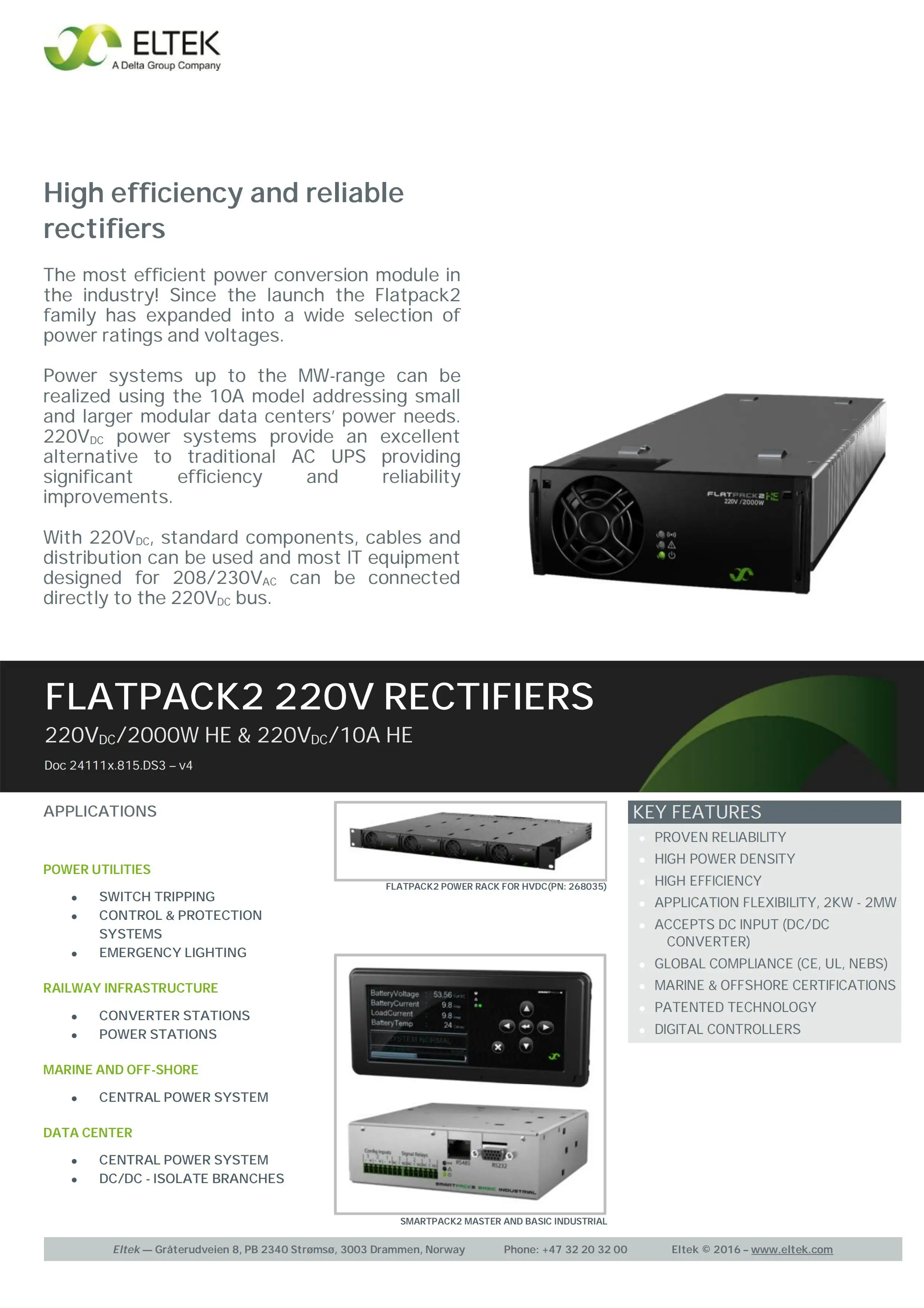 Eltek Rectifier Module 241119.815 Flatpack2 220v/10a He - Buy Eltek ...