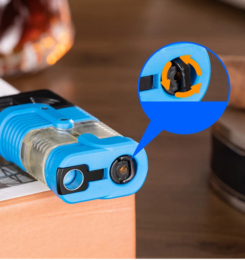 Wholesale Visible Transparent Butane Inflatable Windproof Triple Jet ...