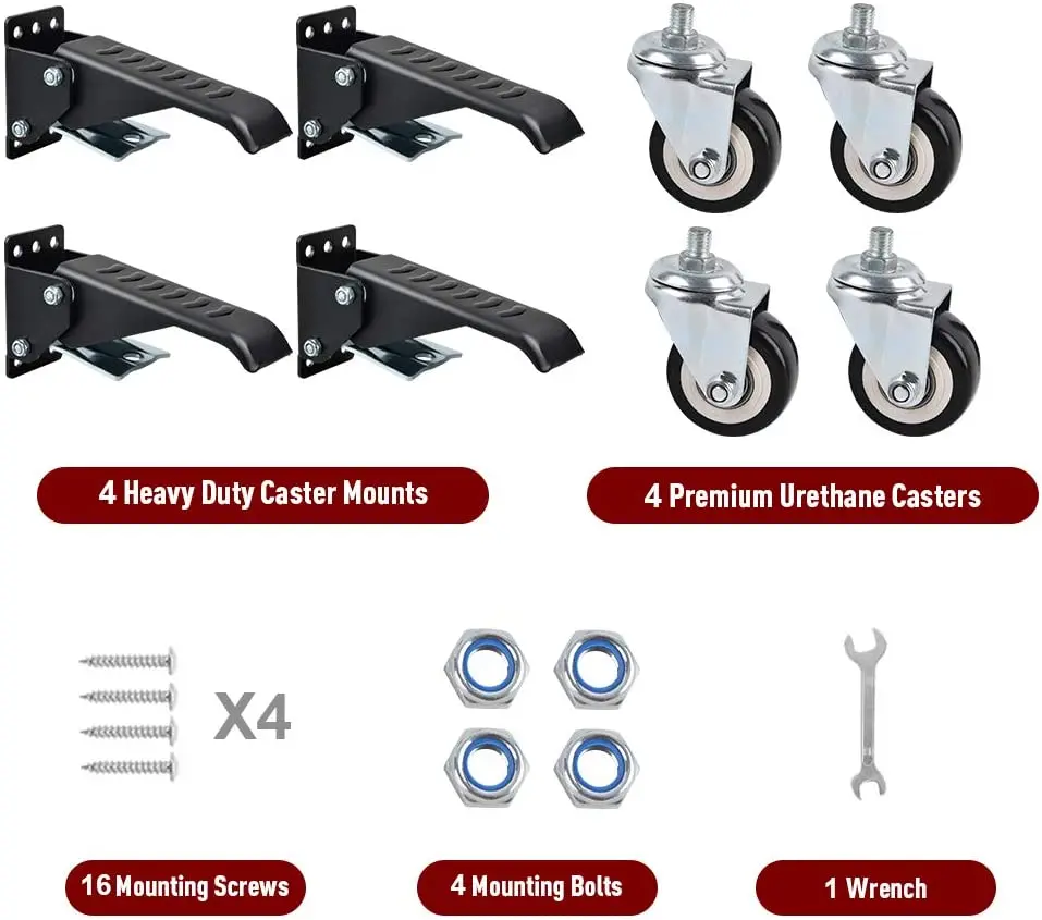 Heavy Duty Retractable Casters - 600 Lbs Capacity Set of 4