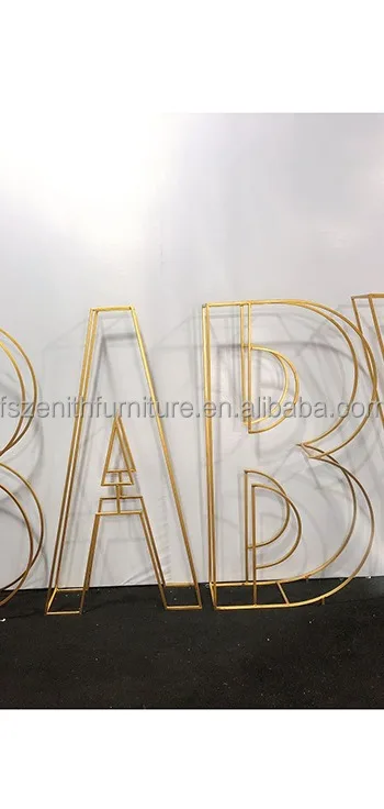 Party Event Supply Decoration Baby Balloon Letter Frame Metal Wire Gold ...