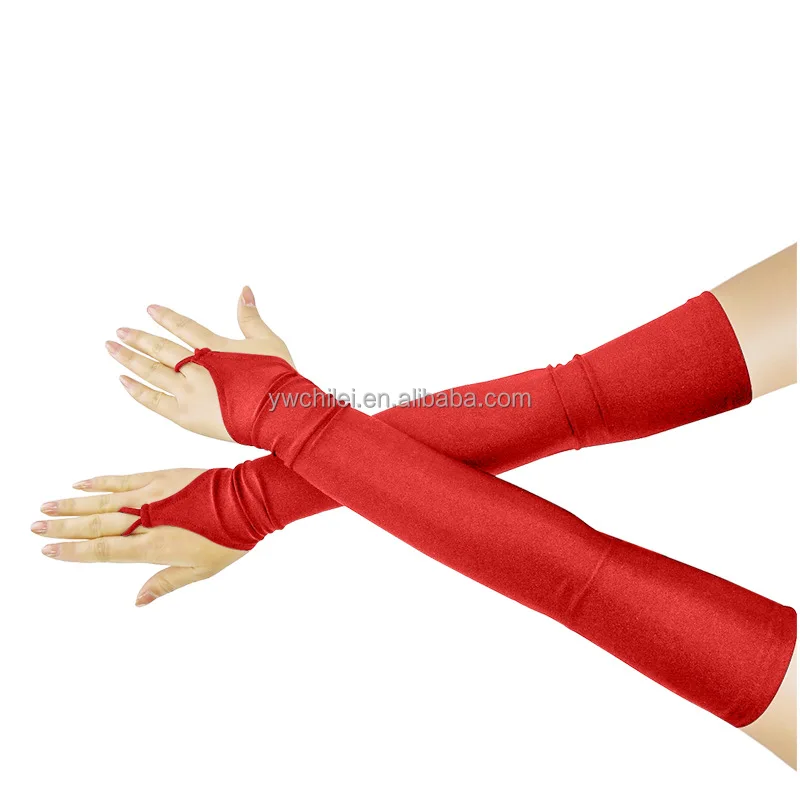 50cm Lady Stretch Satin Fingerless Opera Length Gloves