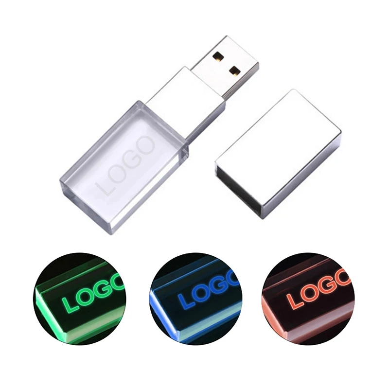 Custom Logo Fast Speed Glass Crystal USB Flash Drives